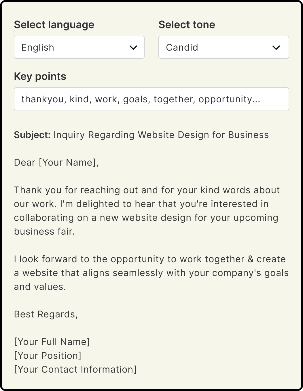 AI Email Generator – ReFi Türkiye